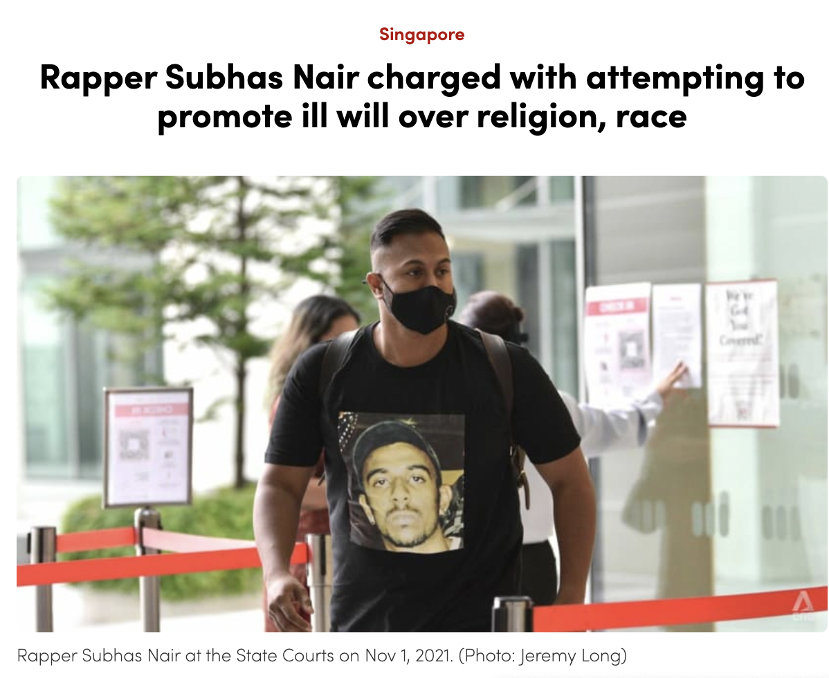 Rapper Subhas Nair charged with attempting to promote ill will over ...